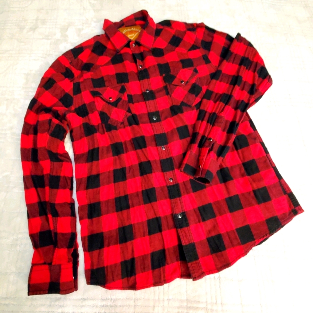 Red Camel Buffalo Check Plaid Flannel Shirt - Gem